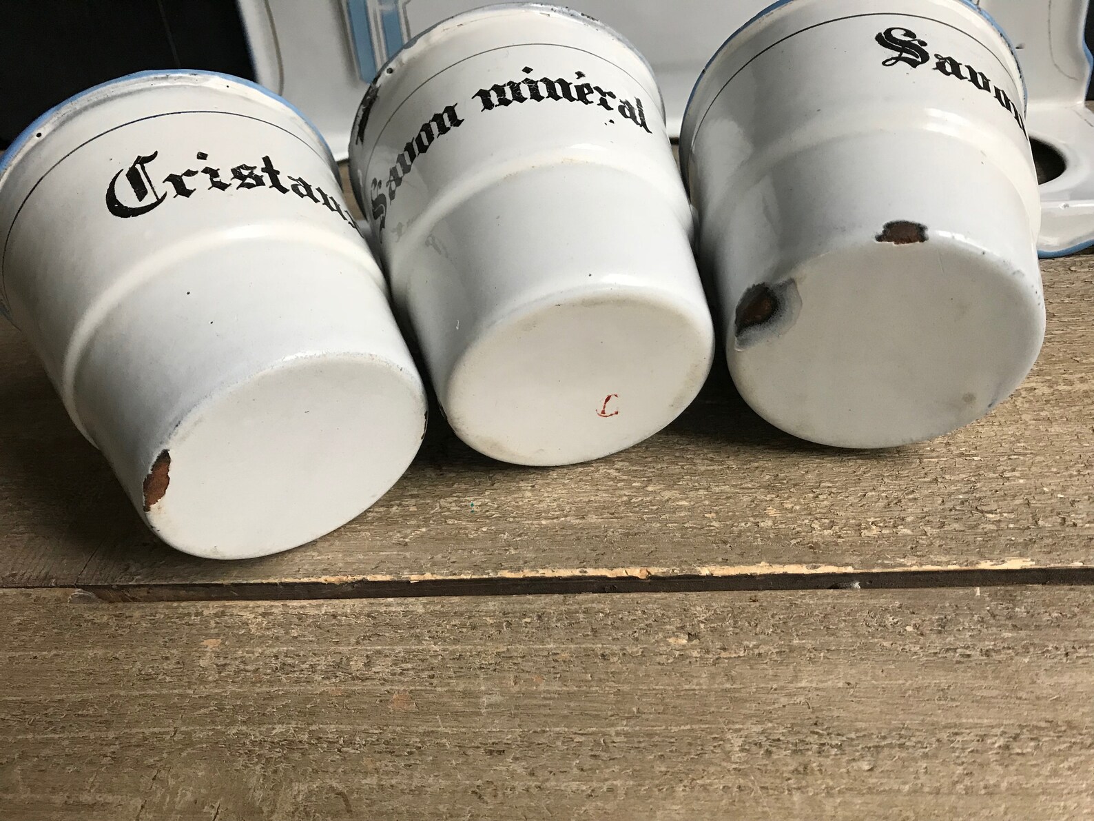 French Enamel Laundry Set of 3, Savon Noir, Mineral, Cristaux, French ...