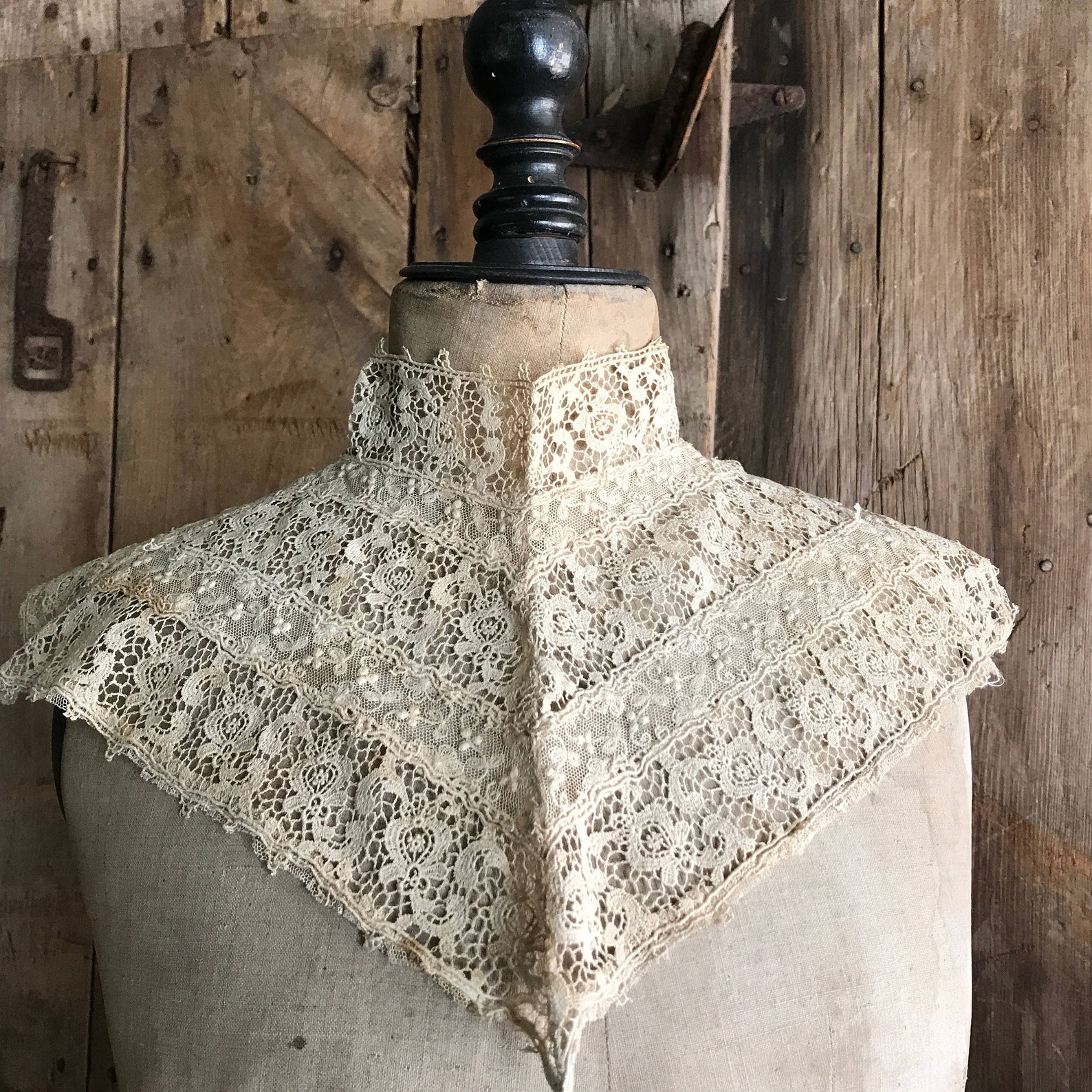 Handmade Ecru Lace Collar, High Neckline, Victorian, Period Costume ...