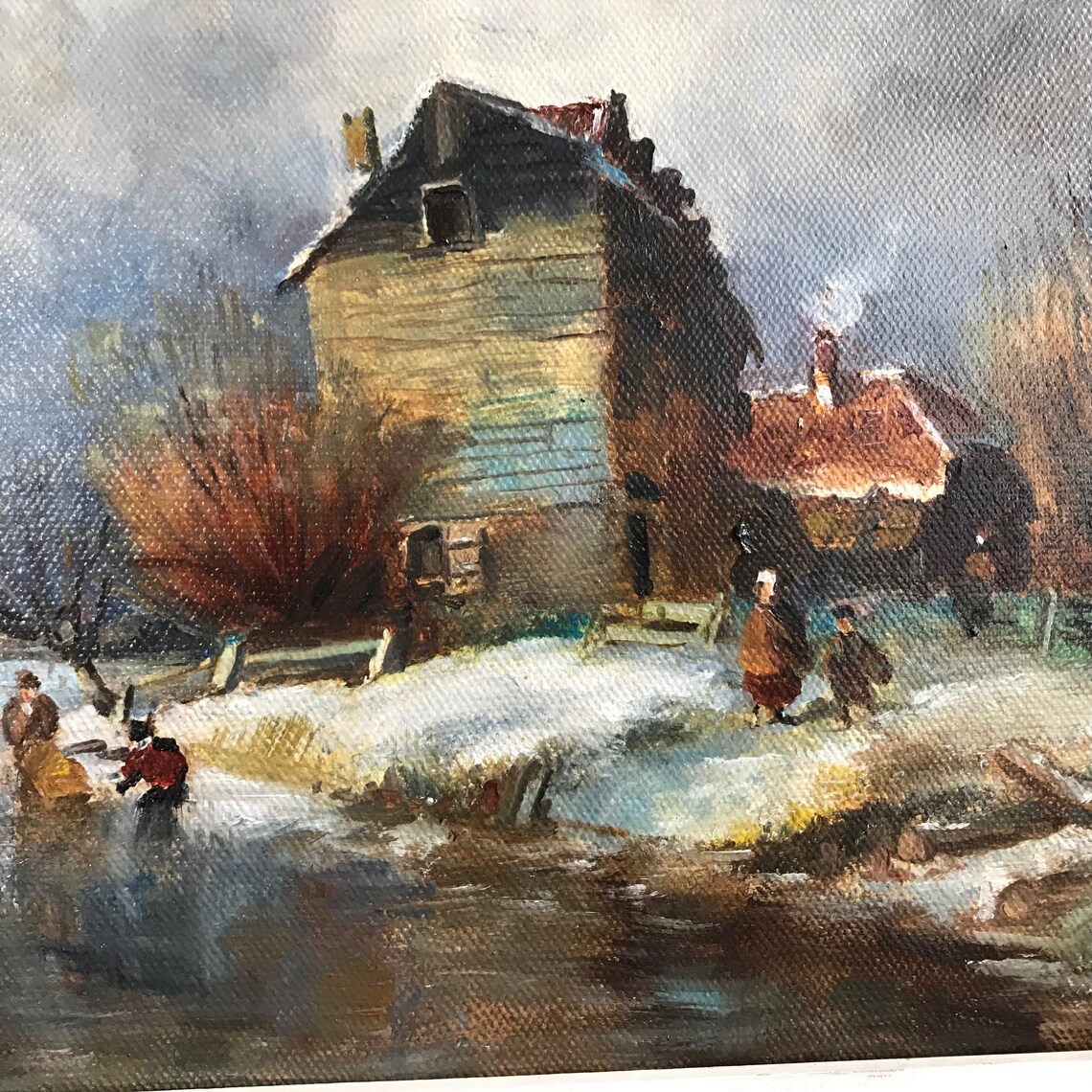 Oil on Canvas Painting, MJ Rendell, British Painter, Dutch Pastoral ...