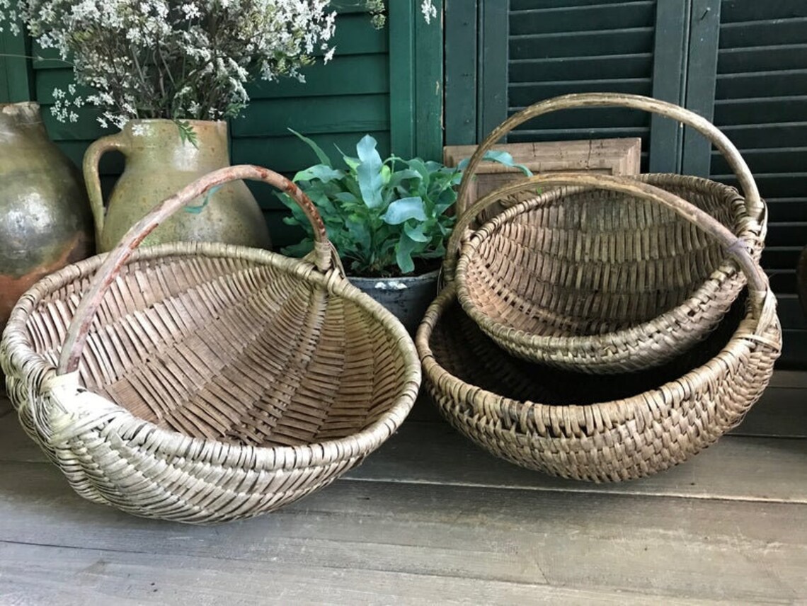 1 Rustic Harvest Basket Flower Gathering Gardening Market - Etsy
