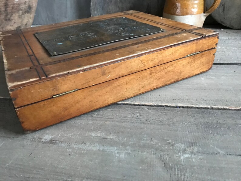 1920s French Rustic Copper Wood Box Paris Folk Art Art Deco | Etsy
