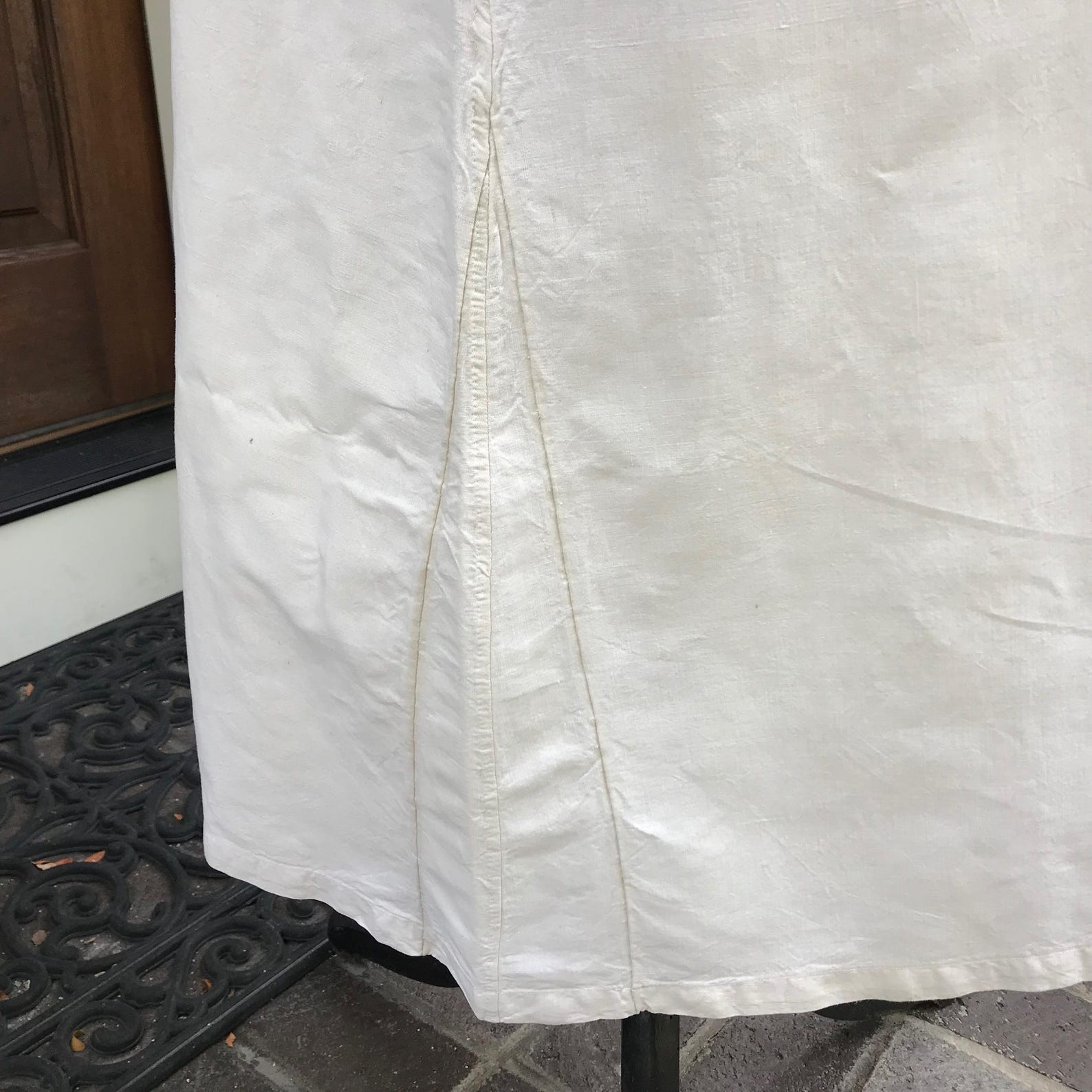 French Linen Nightgown, Floral Ribbon Bow, Embroidered Monogram ...