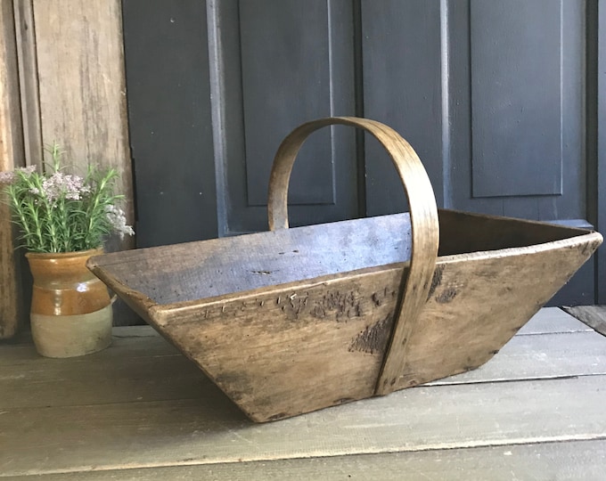 French Rustic Wood Garden Trug, Berry Harvesting Gardening Basket ...