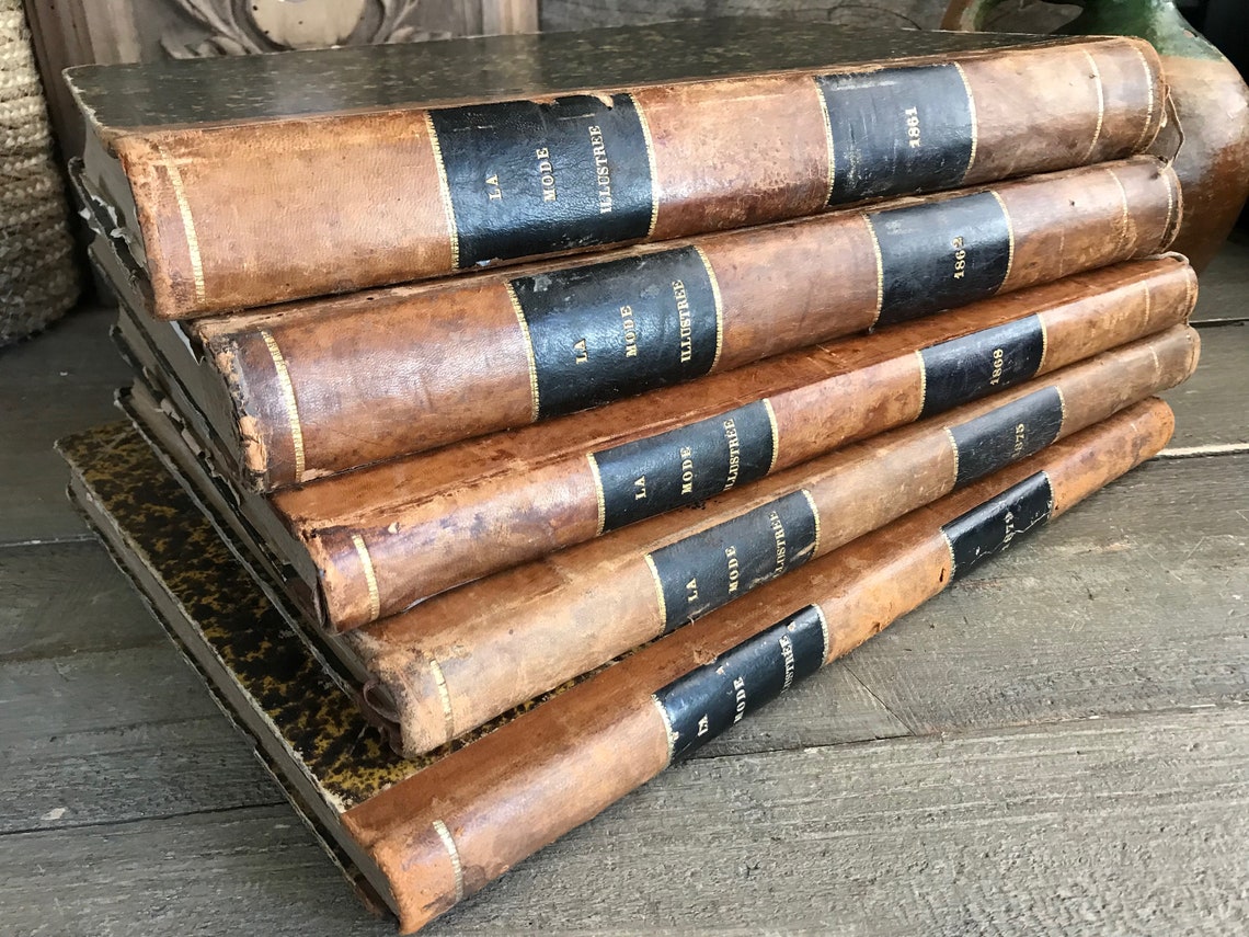 19th C French Leather Books 1860s La Mode Illustrée Fashion | Etsy