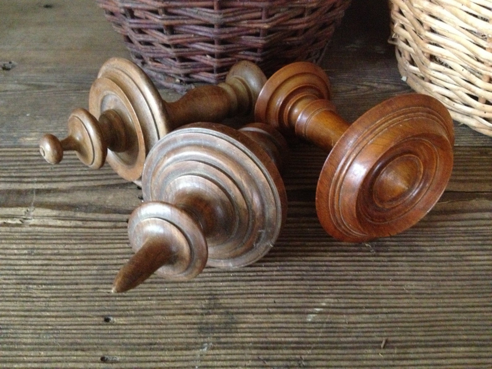 French Wood Drapery Finials Turned Wood Curtain Pole Rod Ends - Etsy