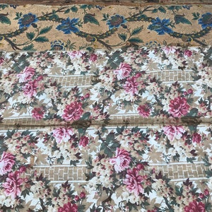1 French Floral Print Cotton, Fabric Remnant, Pink Roses, Historical ...