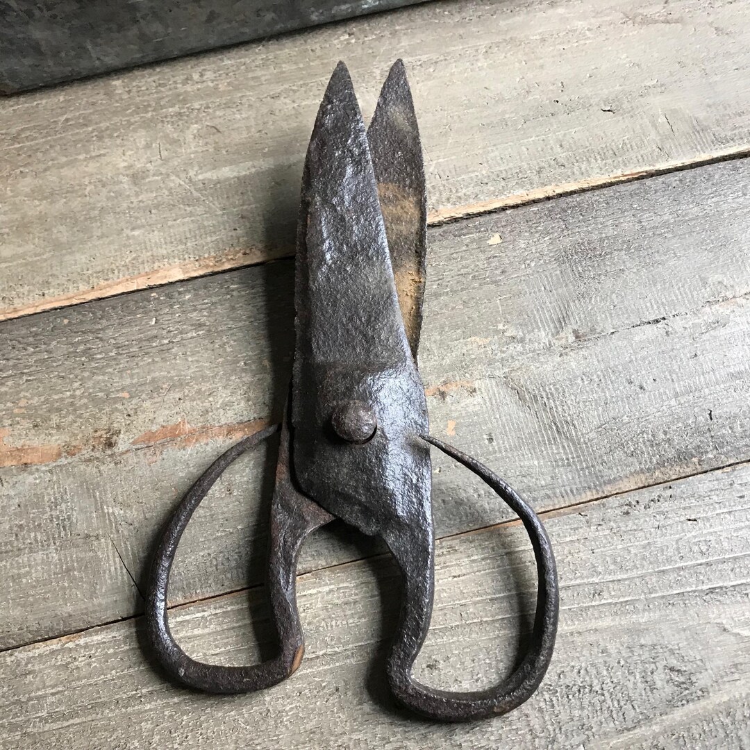 Rustic French Iron Garden Shears, Scissors, Large Blacksmith, Hand ...