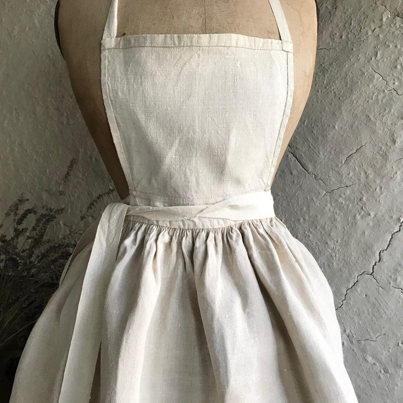 French Linen Apron With Bib, Cooks, Bakers, Chefs, Rustic Linen Fabric ...