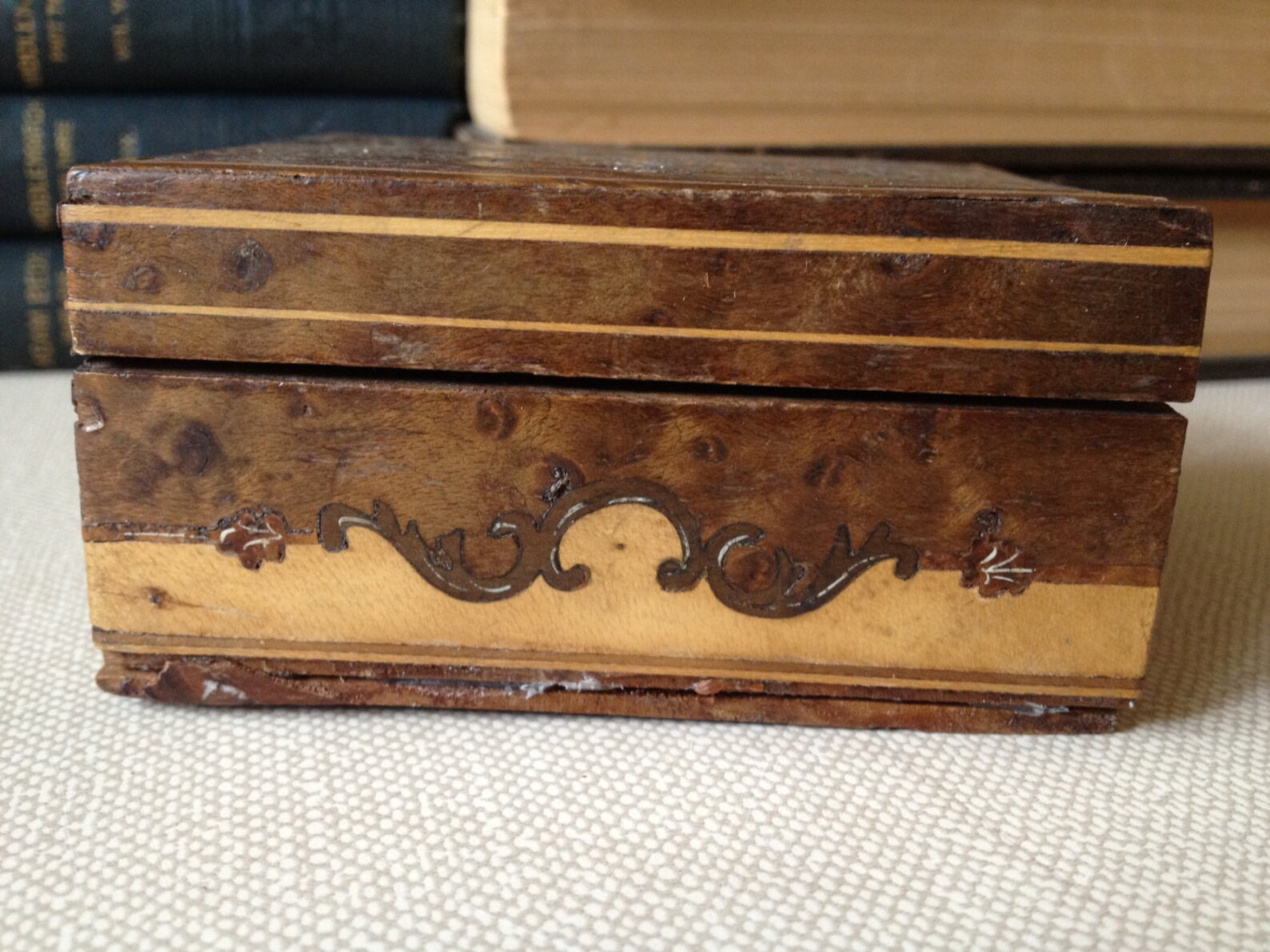 Vintage Wood Inlay Trinket Snuff Box Card Box Jewelry | Etsy