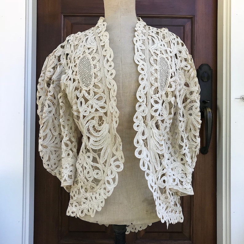 Edwardian Cream Lace Jacket Wedding Ecru White Antique | Etsy