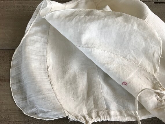 19th C French White Linen Peasant Bonnet, Rare Period… - Gem