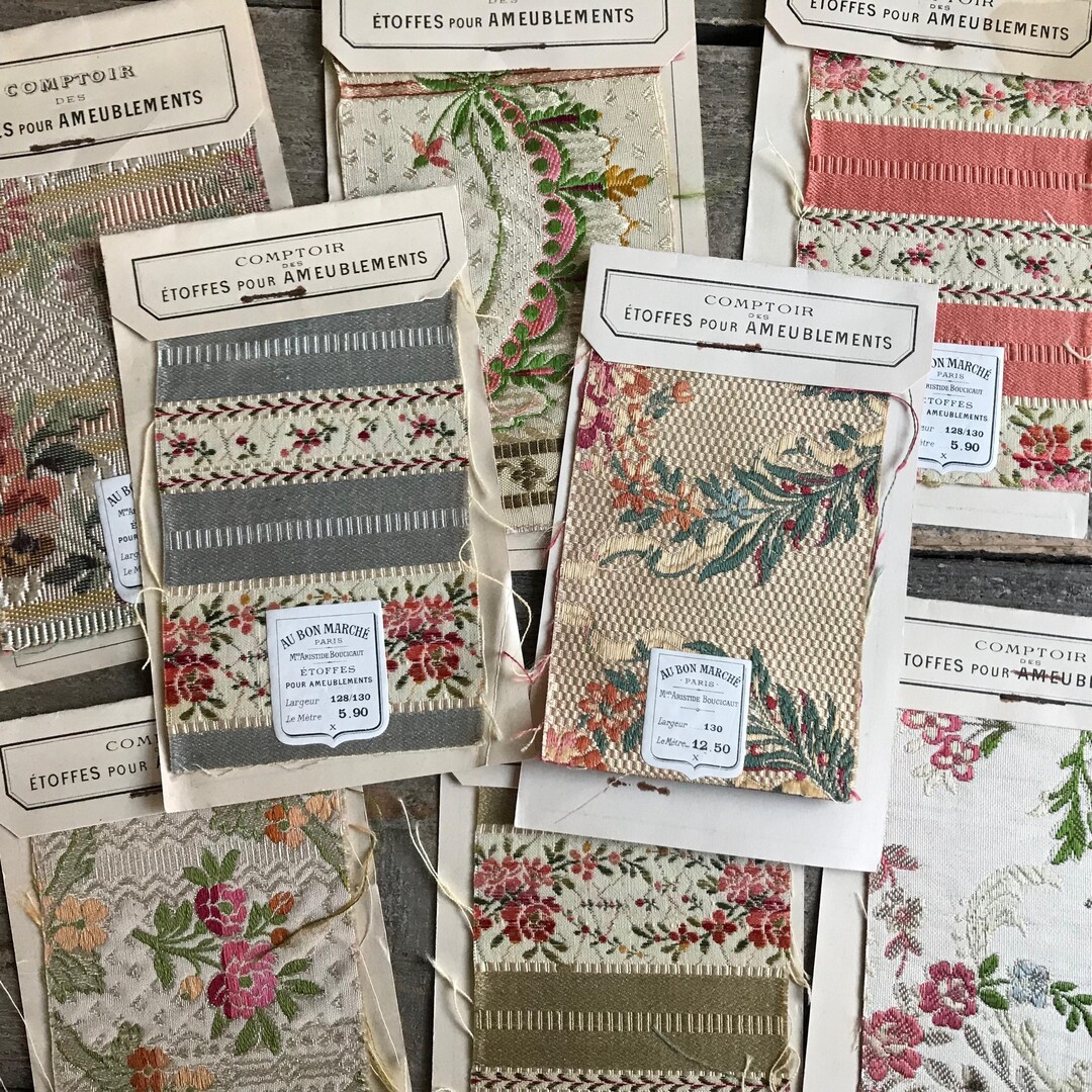 French Floral Fabric Sample Cards, Au Bon Marché, Paris, Original Shop ...