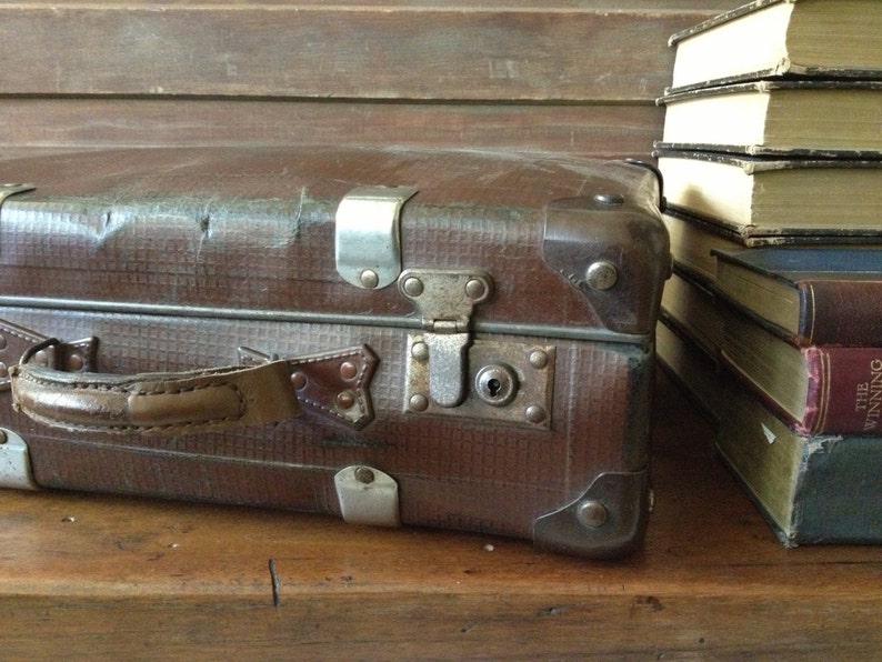 French Suitcase Luggage Brown Silver Metal Frame Case Leather - Etsy