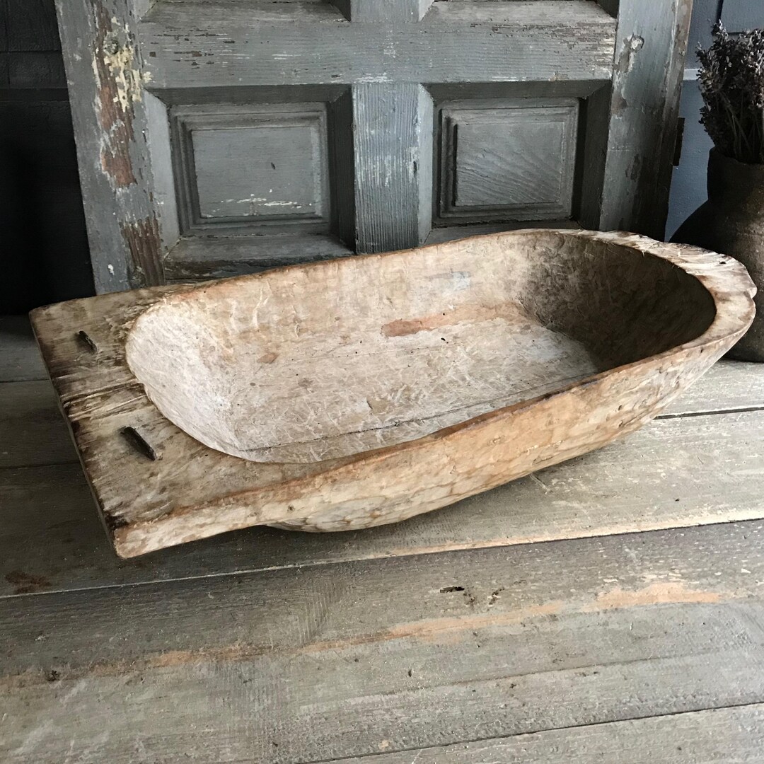 European Farmhouse Wood Bowl, Trencher, Trough, Cheese, Breadmaking ...