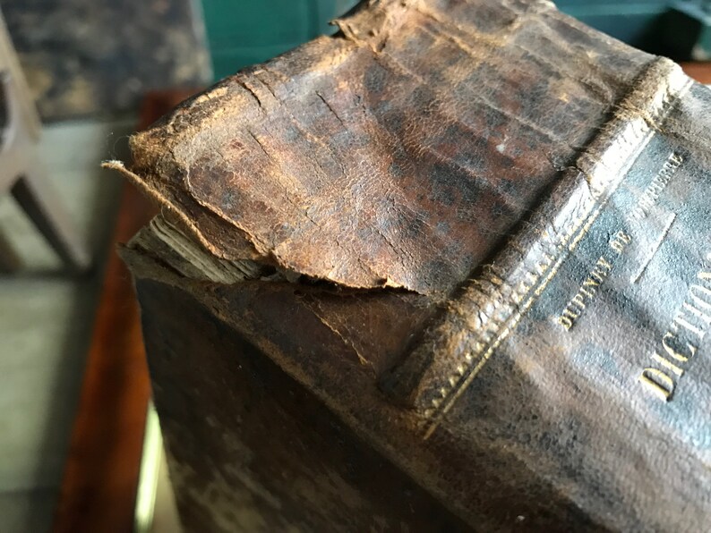 1867 French Leather Dictionary, Large Size, Dictionnaire François ...