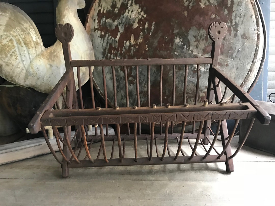 Primitive Folk Art Wood Hay Feeder, Handmade, European Country ...