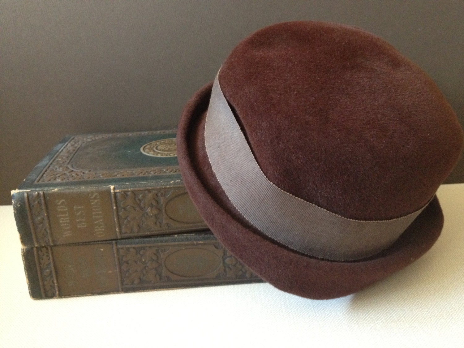 Brown Derby Fedora Hat, Imported Fur, Grosgrain Ribbon Bow - Etsy