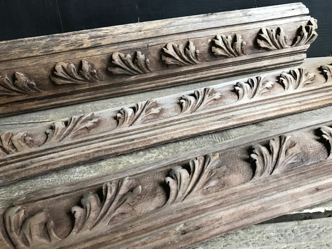 1 French Architectural Wood Frieze, Carved Wood Relief, Leaf Design ...