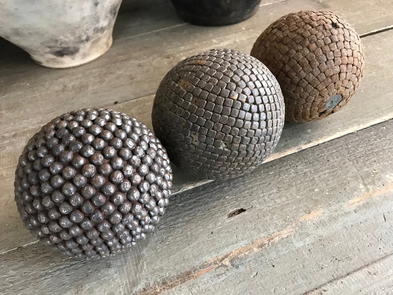 1 French Wooden Boule, Artistic Iron Decorated Design, Price for 1, 3 ...