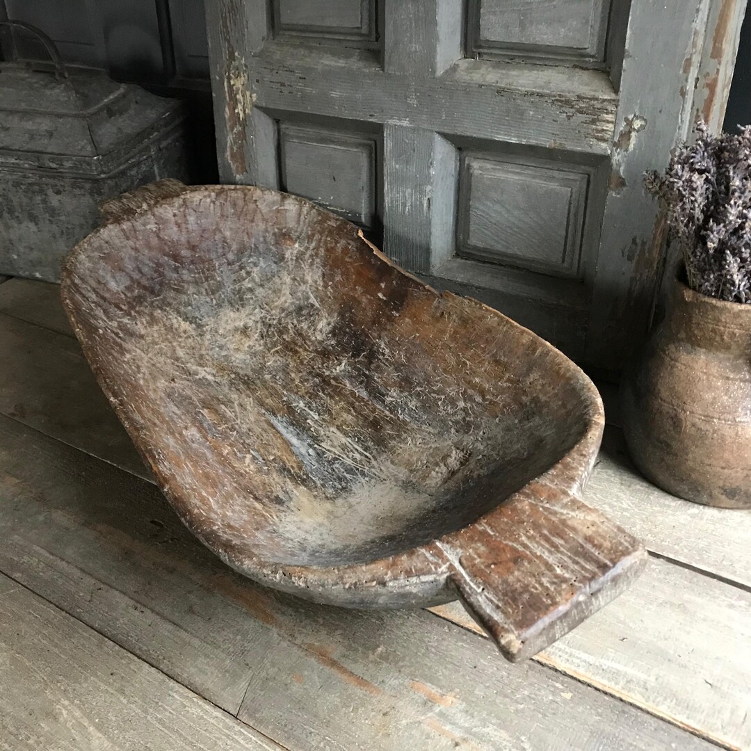 European Farmhouse Wood Bowl, Trencher, Trough, Cheese, Breadmaking ...