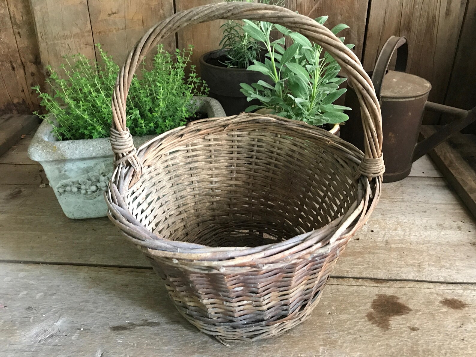 Rustic French Market Posy Basket Handwoven Willow Basket | Etsy
