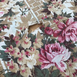 1 French Floral Print Cotton, Fabric Remnant, Pink Roses, Historical ...