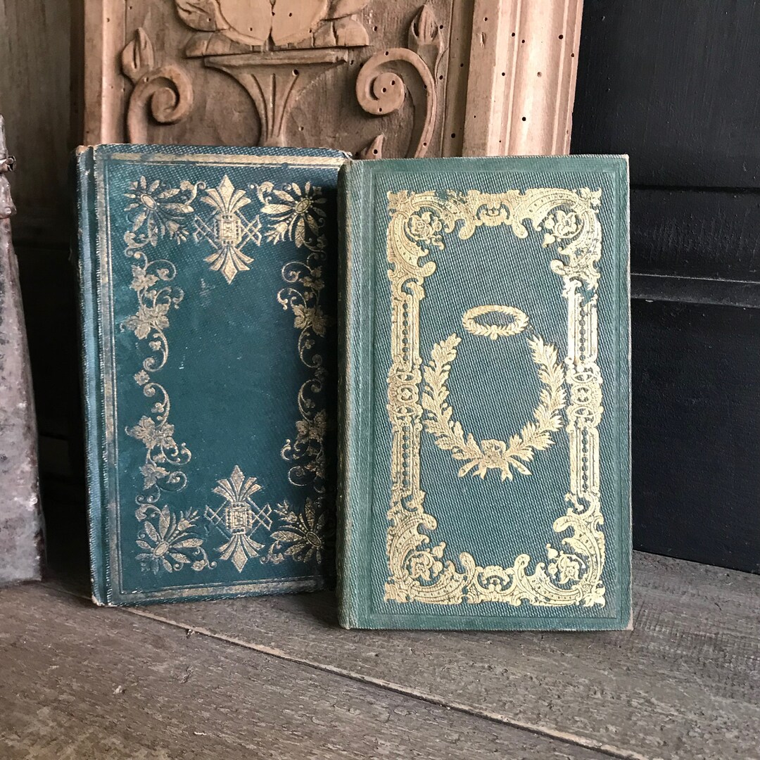 1850s French Gilded Linen Books, Set of 2, History, Adventure ...