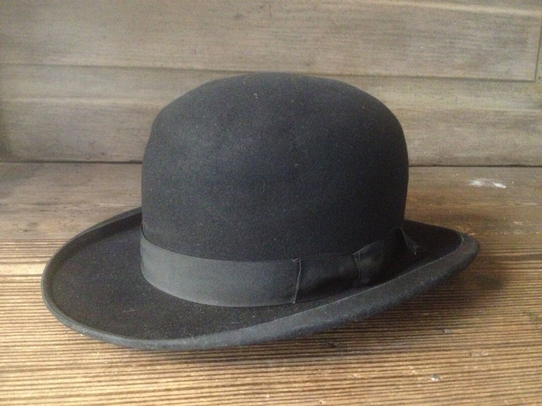 French Black Derby Bowler Hat Felt Grosgrain Ribbon Ladies Small - Etsy