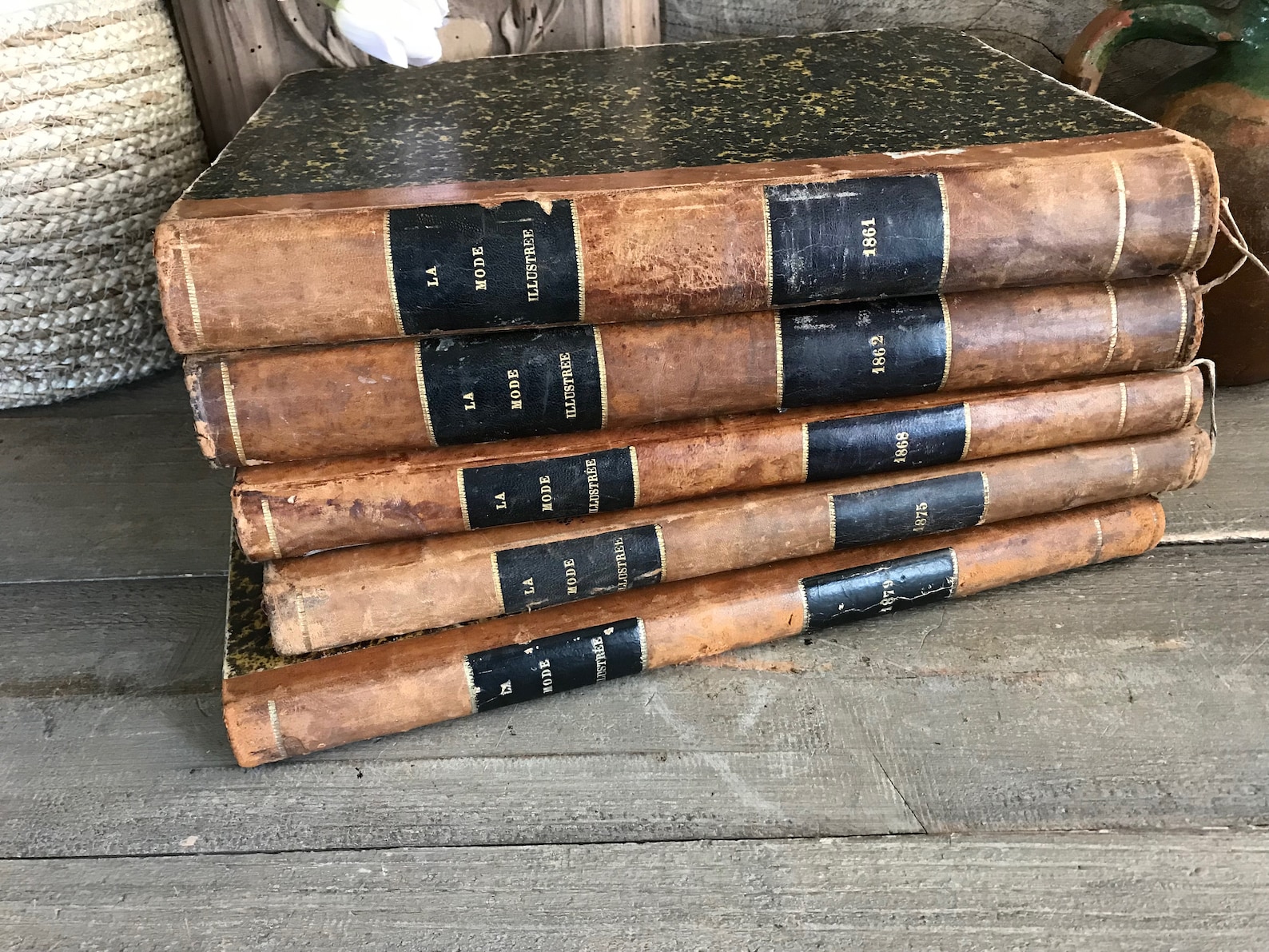 19th C French Leather Books 1860s La Mode Illustrée Fashion | Etsy