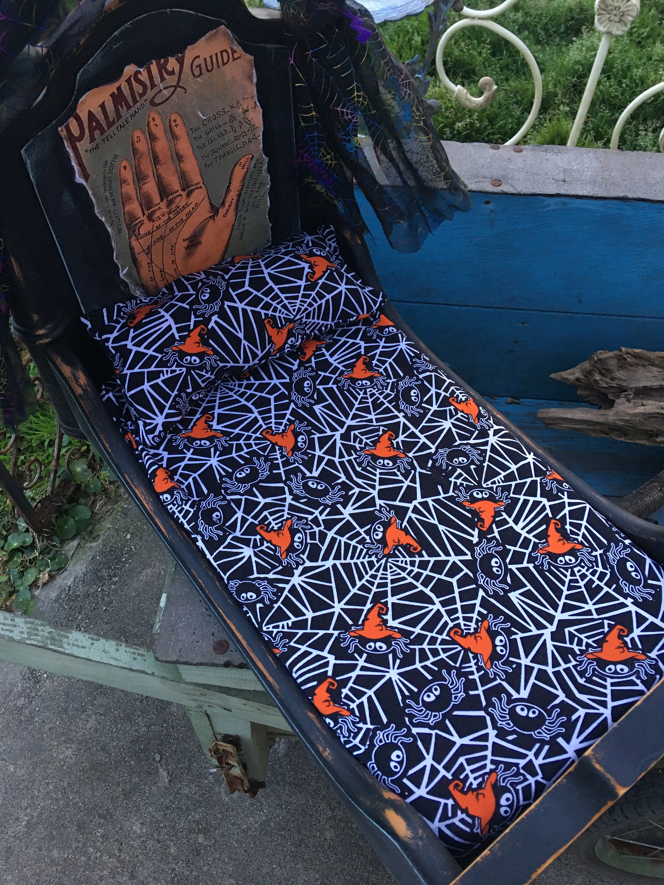 Mr. and Mrs. Skeleton bones distressed bed with Ouija board | Etsy