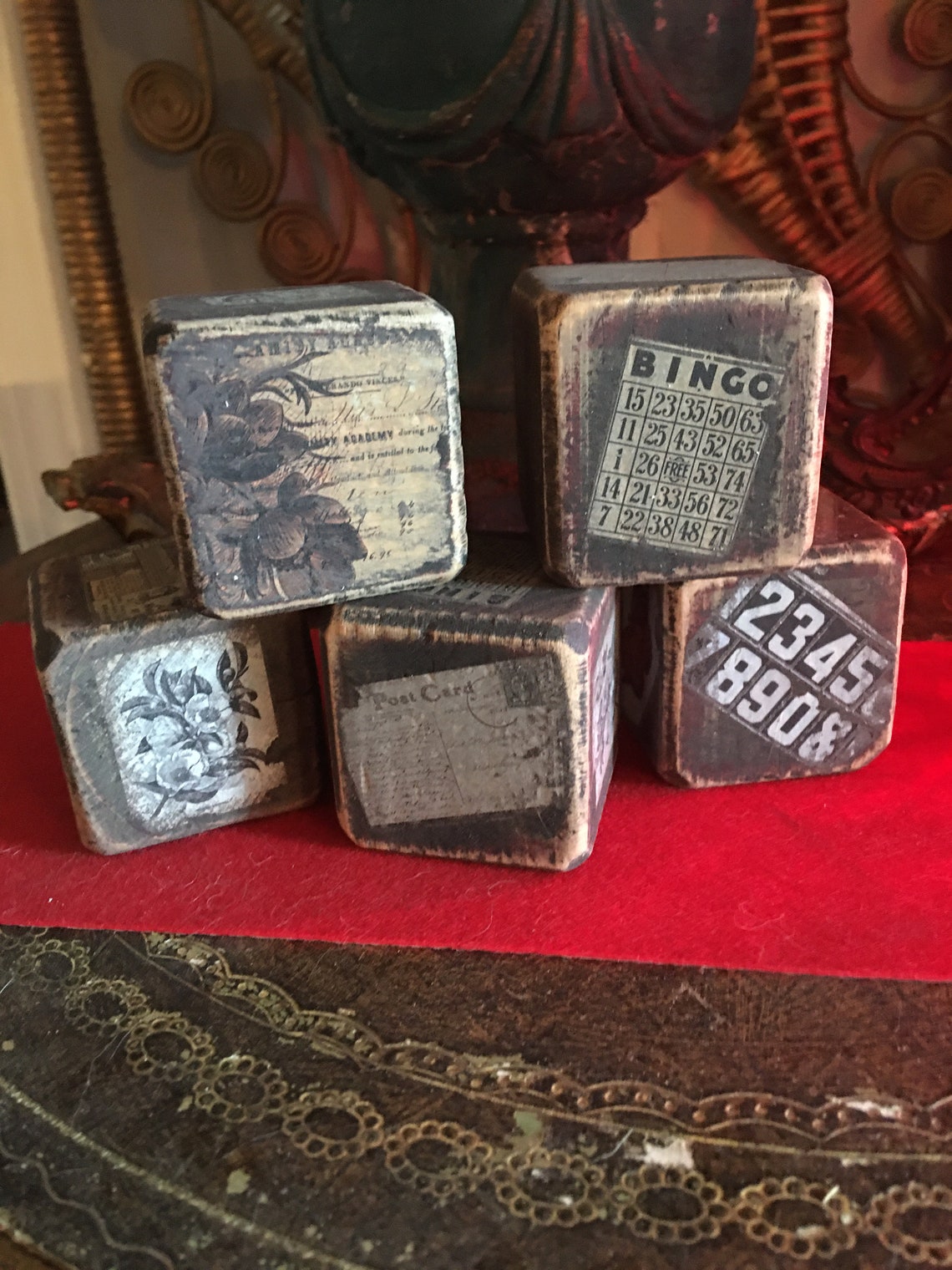 Vintage Blocks, French Country Blocks, Distressed Black With Images ...