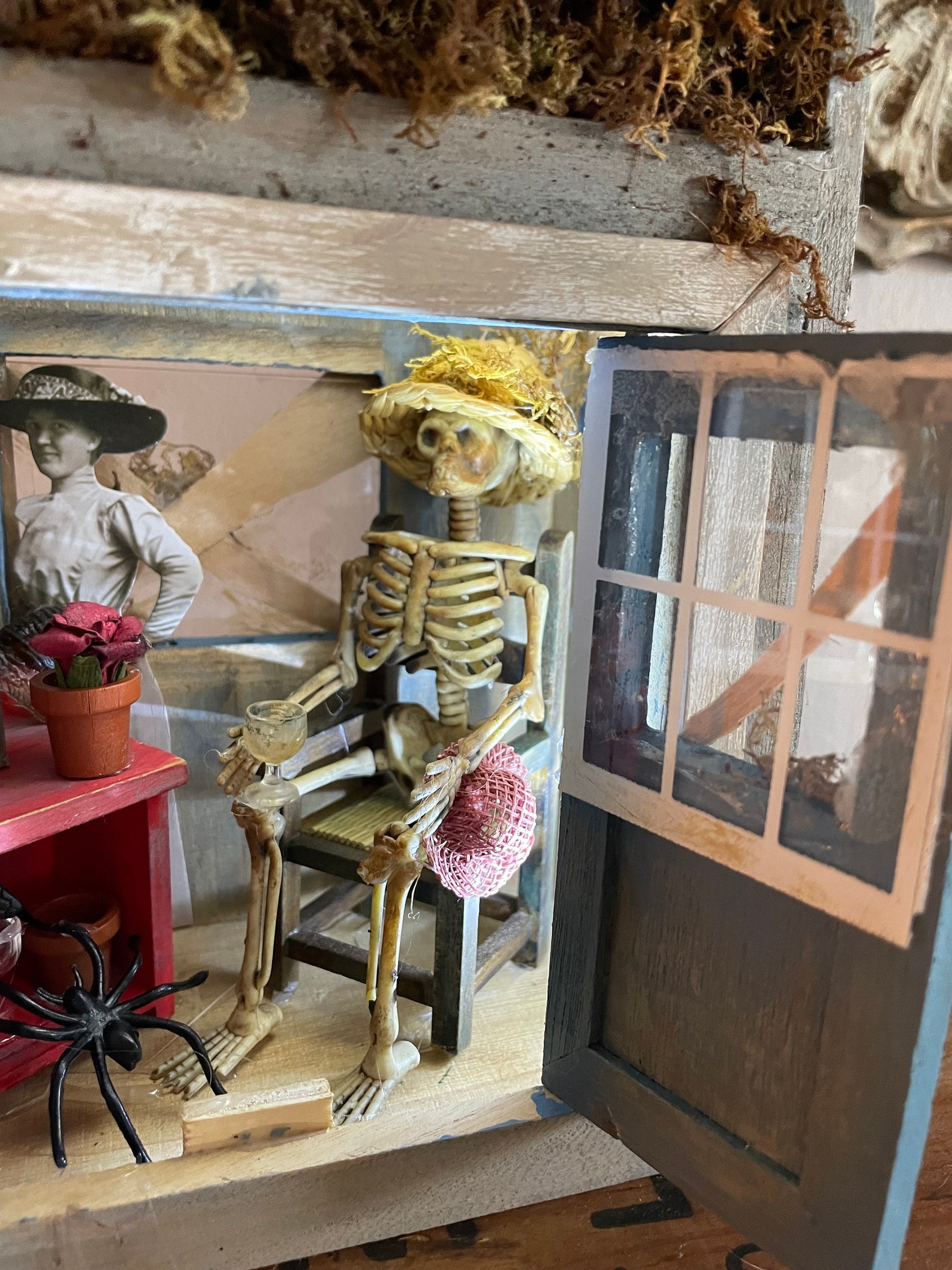 Haunted She Shed, Miniature Garden Shed, Tombstone, Skeleton, Wine ...