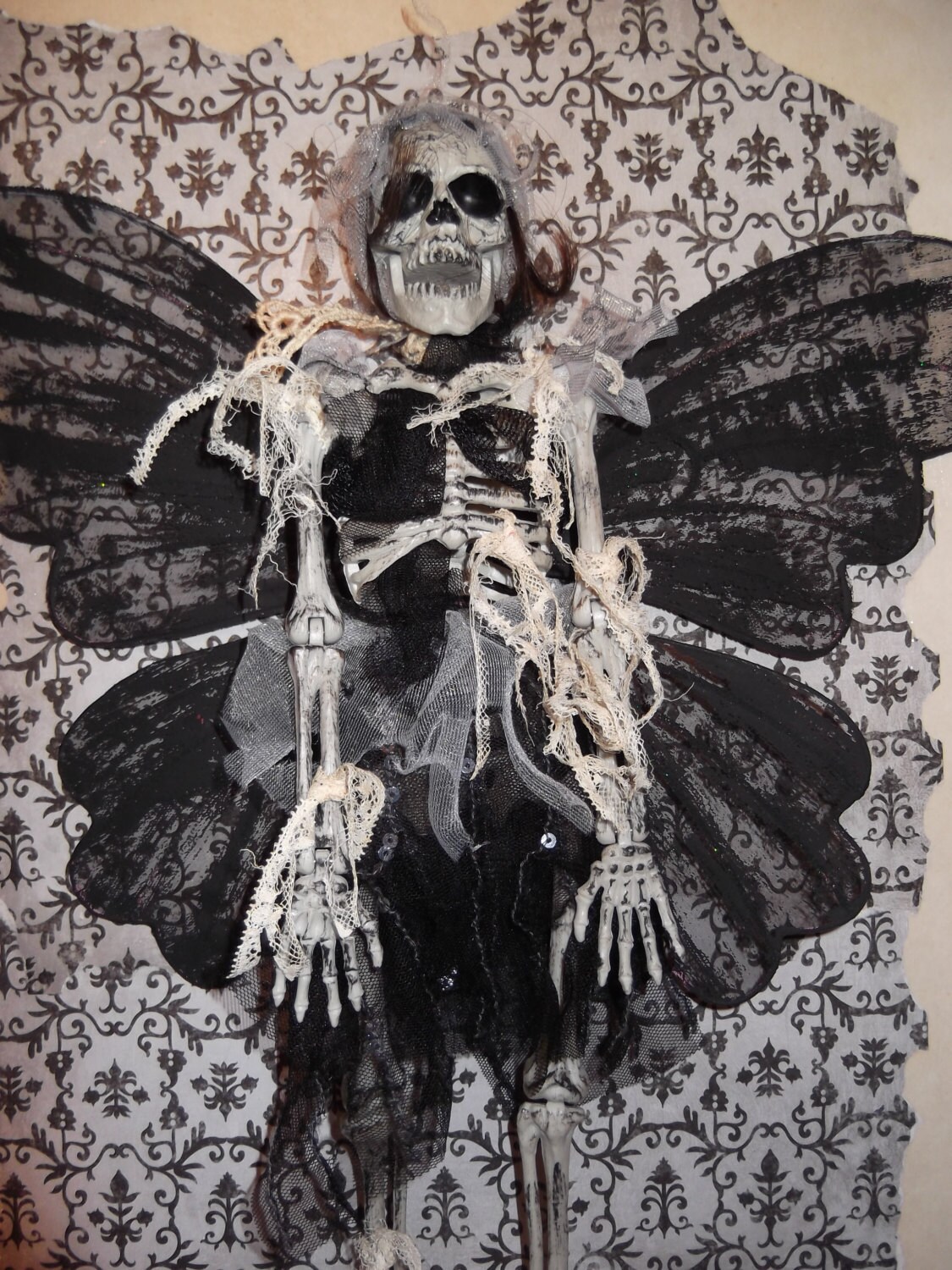 Skeleton Fairy, Halloween Gothic Fairy Skeleton, Wings, Mixed Media Art ...