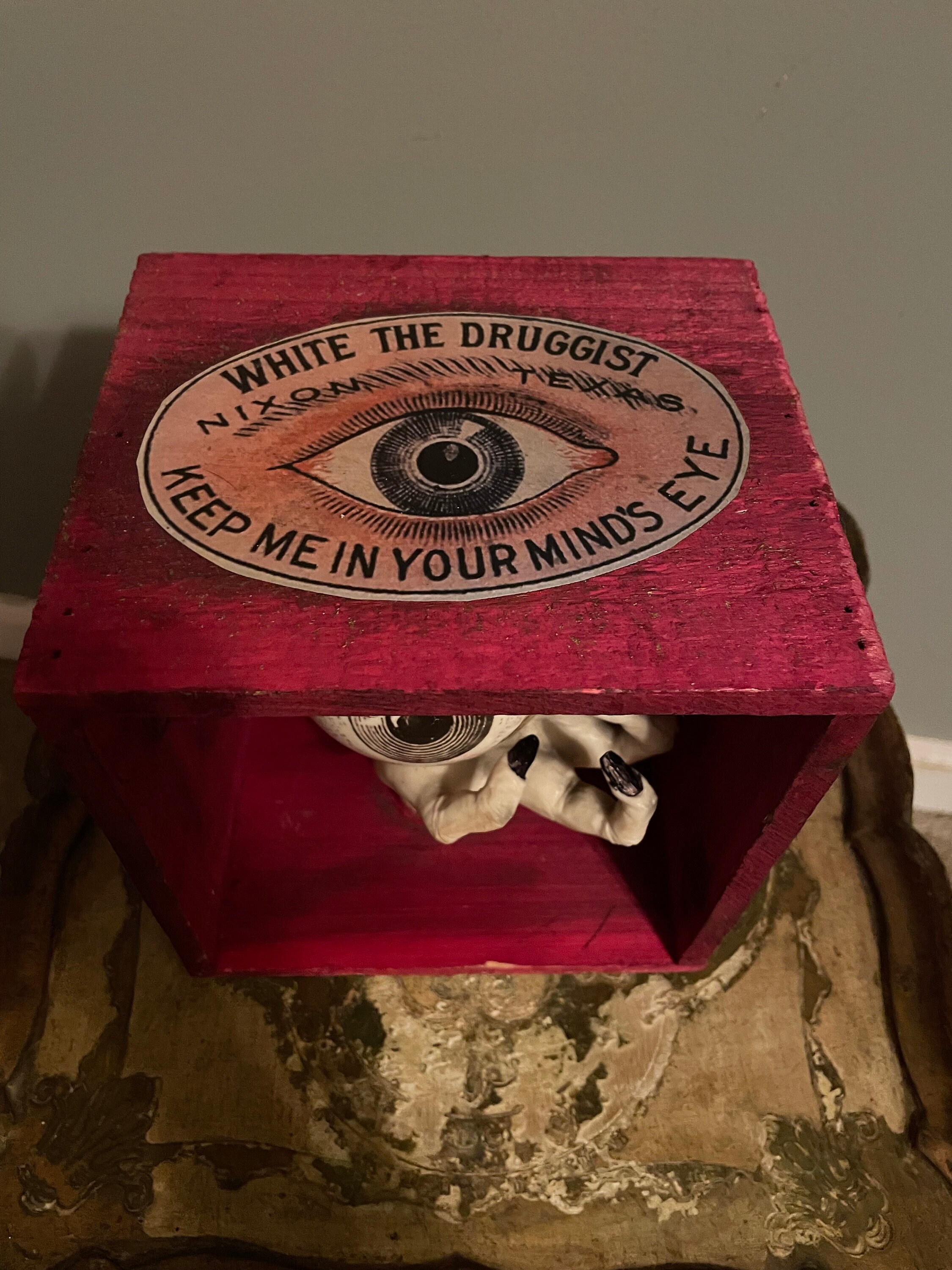 Gothic Shadowbox With Scary Hand Holding the All Seeing Eye, Wooden ...