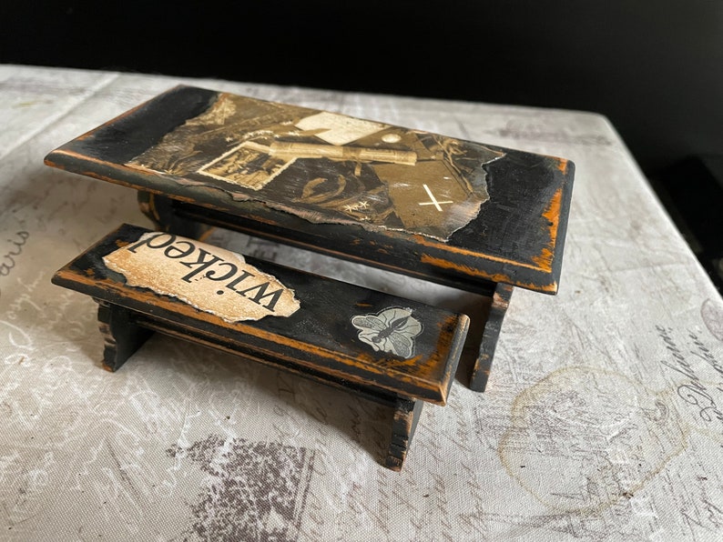 Miniature Haunted House Furniture,table and Two Benches, Vampire Hunter ...