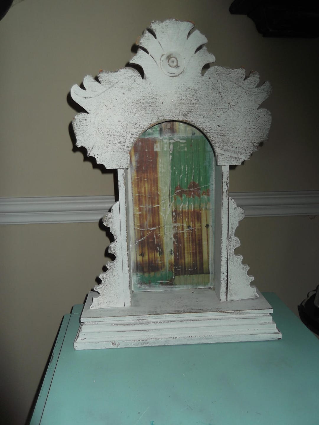 Shabby Chic Vintage Wooden Clock Display Case, Ornate Display Case ...