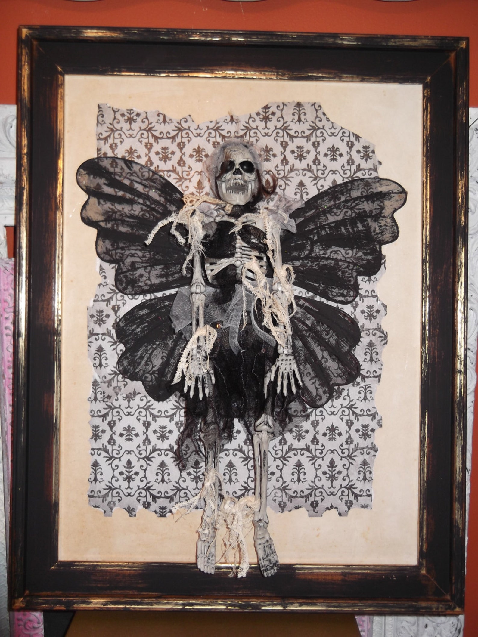 Skeleton Fairy, Halloween Gothic Fairy Skeleton, Wings, Mixed Media Art ...