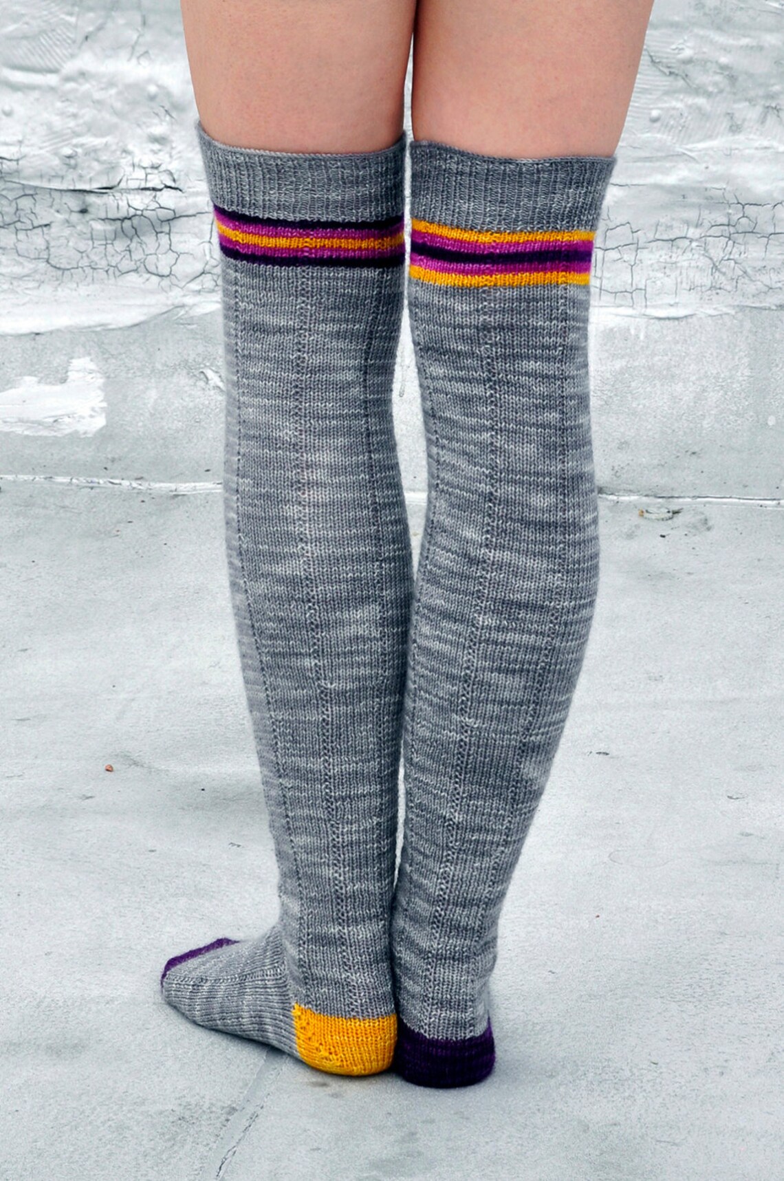 Roller Girl Heart Knee Patch Over the Knee Socks With Stripes KNITTING ...