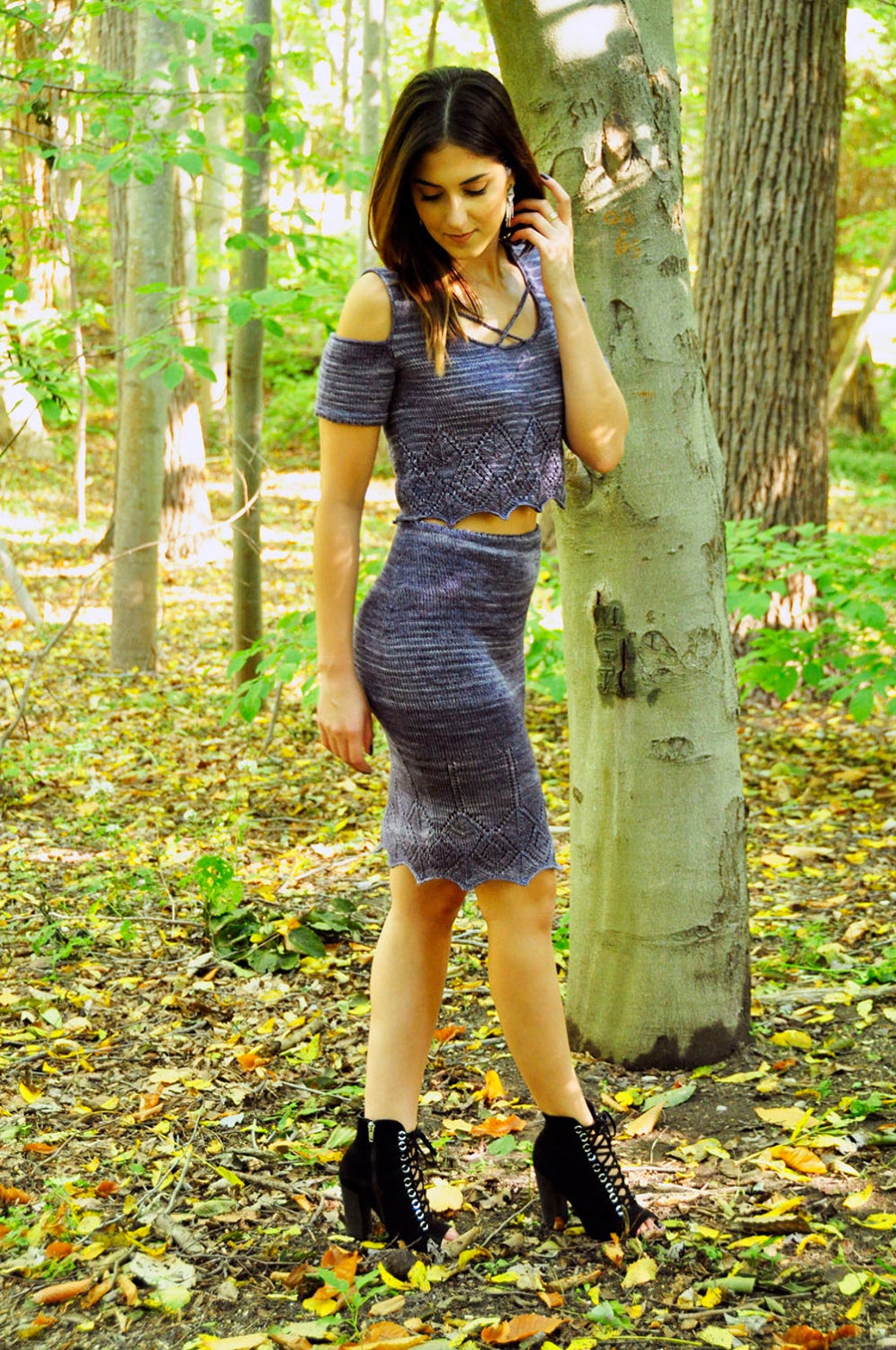 Better Lace Than Never Cold Shoulder Crop Top and Pencil Skirt Set ...