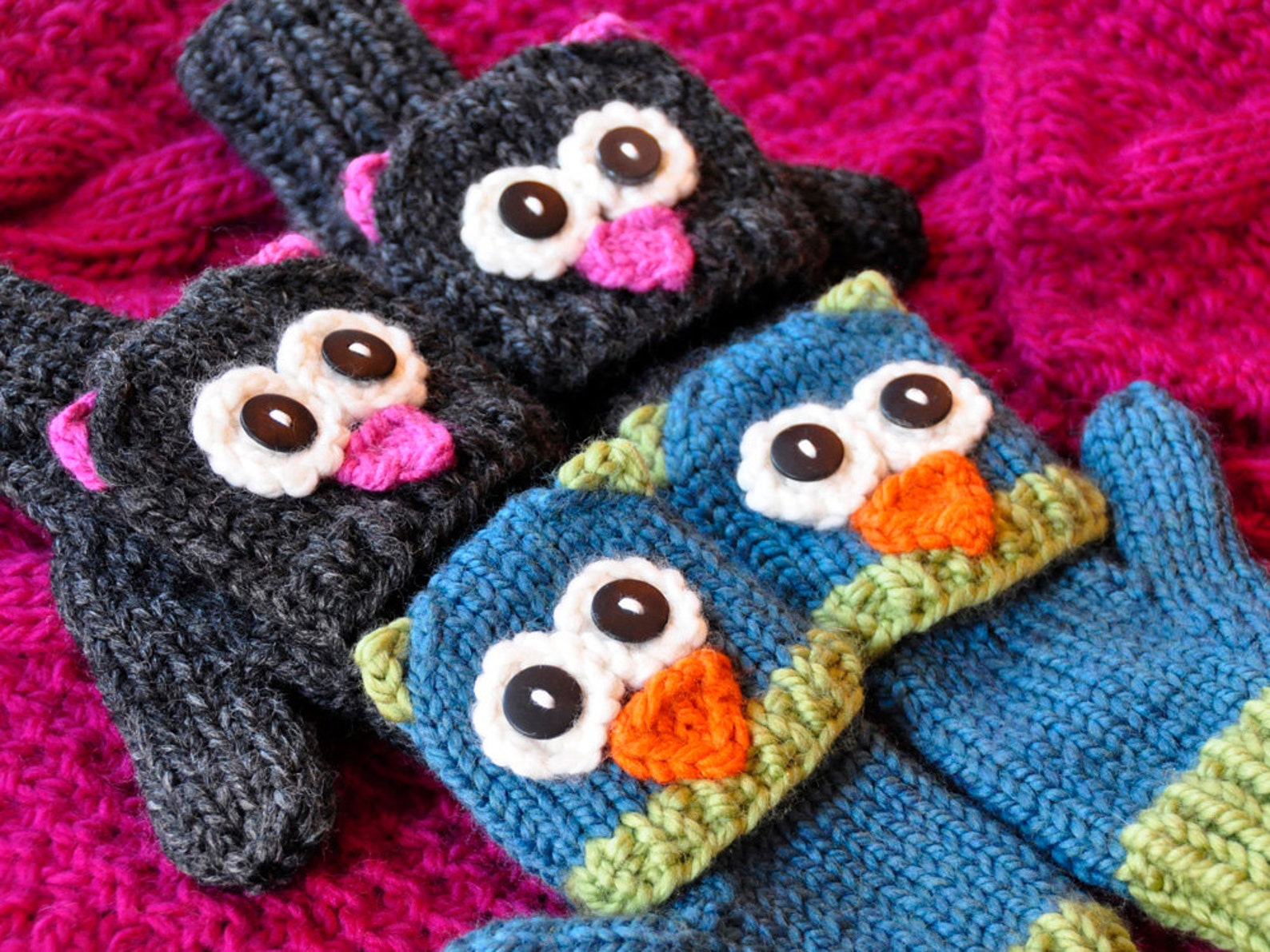 Smitten Mittens Fingerless Animal Gloves KNITTING PATTERN Teal - Etsy