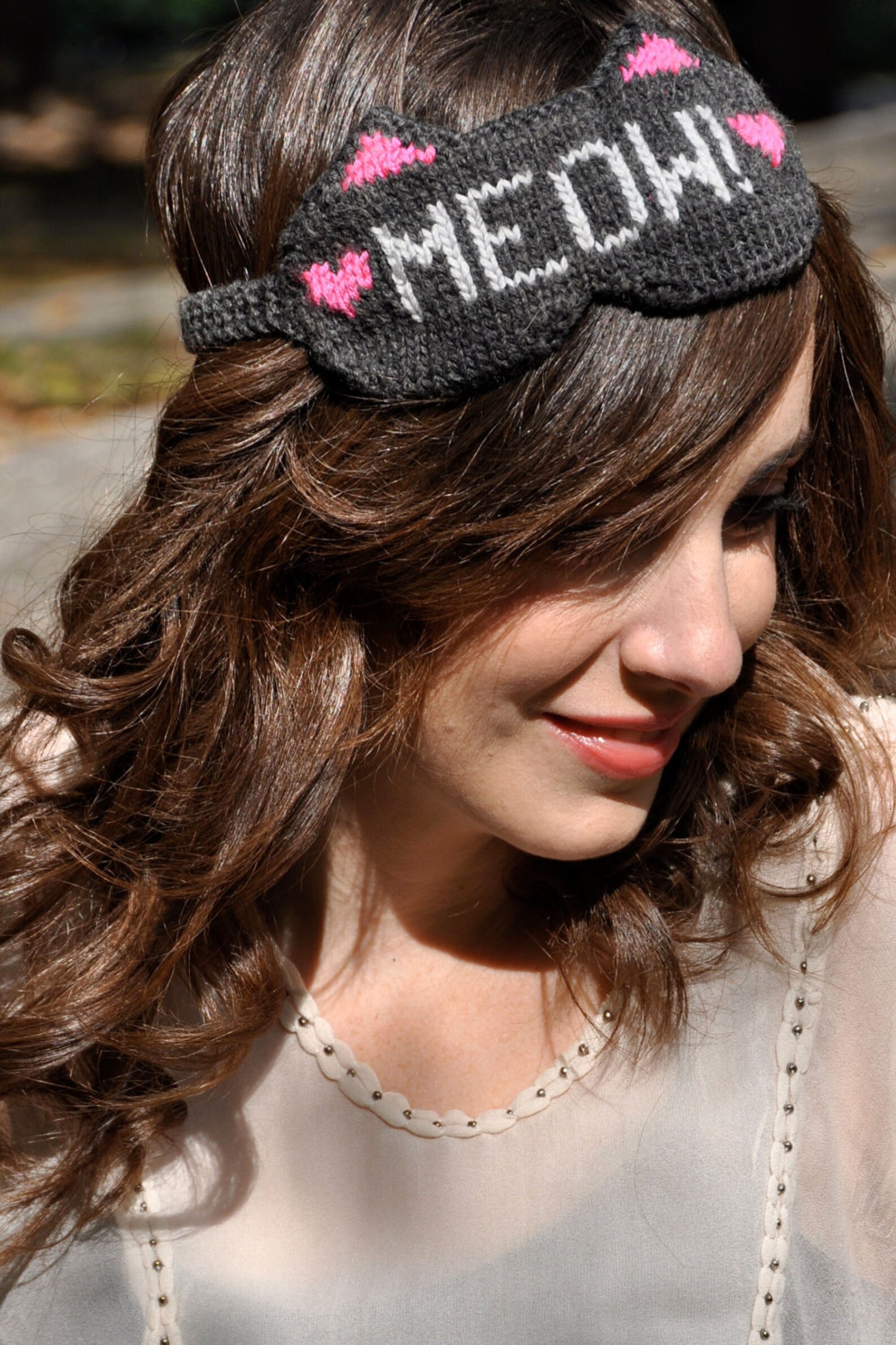 Meow Reversible Kitty Cat Eye Mask KNITTING PATTERN - Etsy
