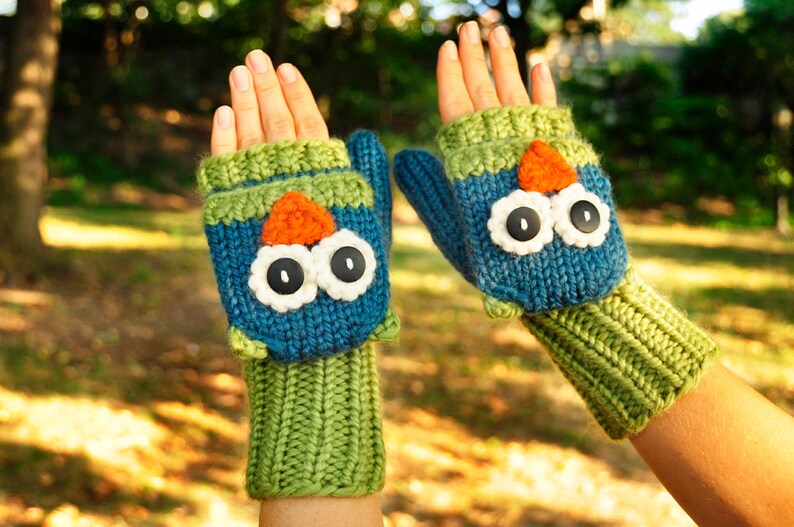 Smitten Mittens Fingerless Animal Gloves KNITTING PATTERN Teal - Etsy