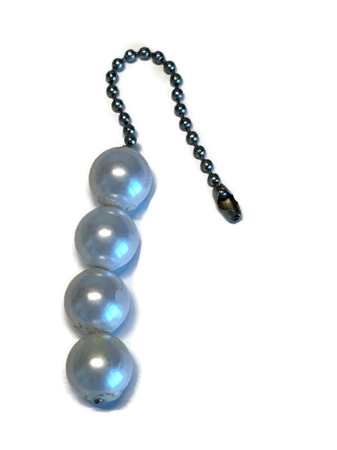 White Bead Ceiling Light/fan Pull Chain With Brass Tone Chain - Etsy