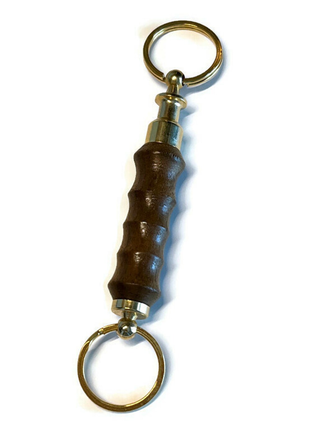 Walnut Wood Keyring With Valet Key Pull Apart in Gold Tone Finish - Etsy