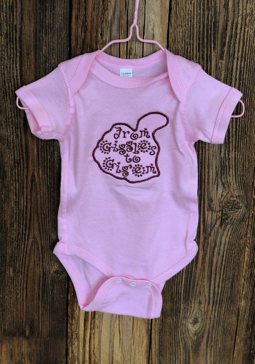 Texas A&M From Giggles to Gig 'em Aggie Girls Pink Bodysuit - Etsy