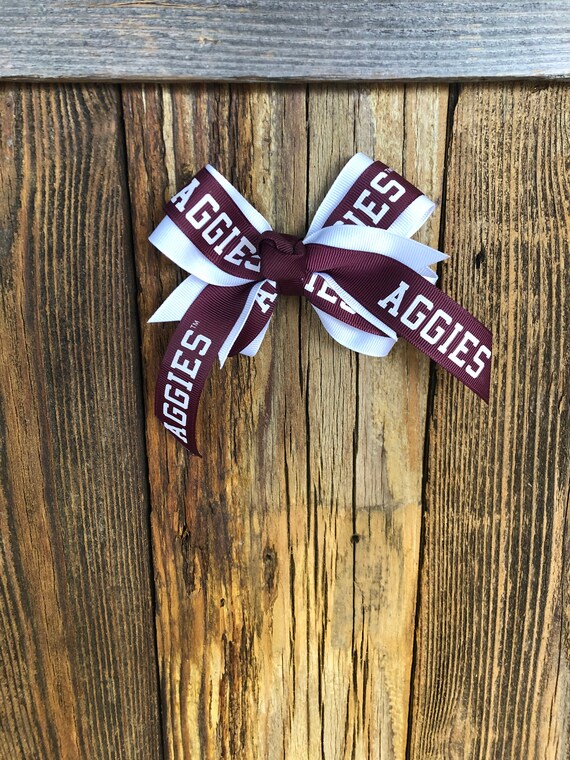 Texas A&M Aggie Double Hair Bow Large Alligator Clip | Etsy