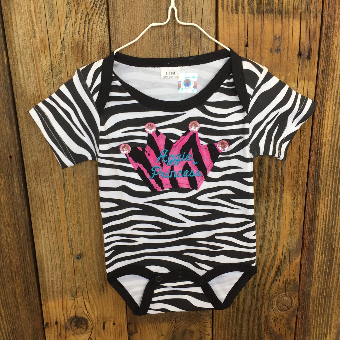 Texas A&M Aggie Princess Zebra Bodysuit With Rhinestone Crown - Etsy