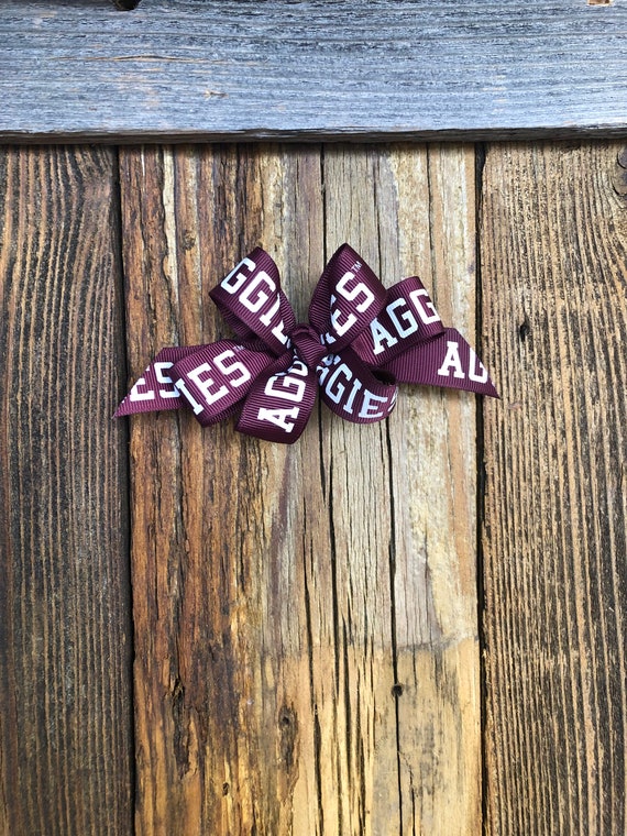 Texas A&M Aggie Hair Bow Long Tail | Etsy