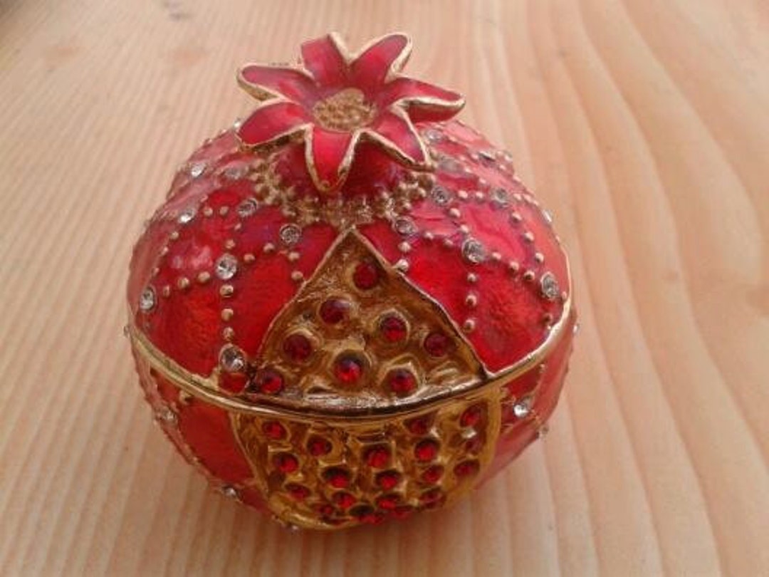 Pomegranate Trinket Box. Box With Enamel Swarovski Crystals. Homemade ...