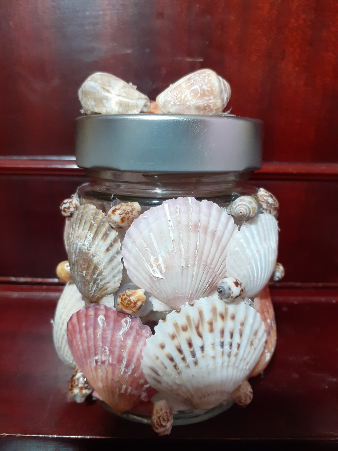 Seashell Glass Jar-beach Style Table Decoration With Scallops and Conch ...